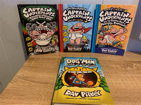 Lot Of 4 Captain Underpants And Dog Man Books Hardcover Great