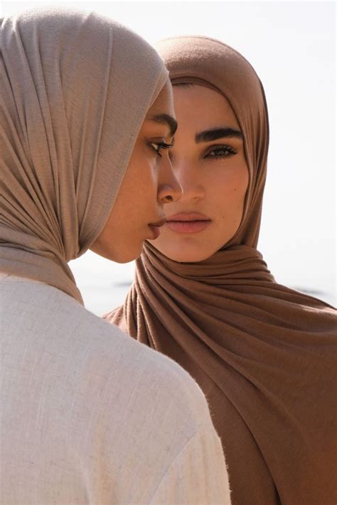 Matching Jersey Hijab Set In Sand And Maple Brown Nude Hijab