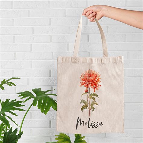 Birthflower Tote Bags Personalized Cotton Tote Bags For Women Tshire