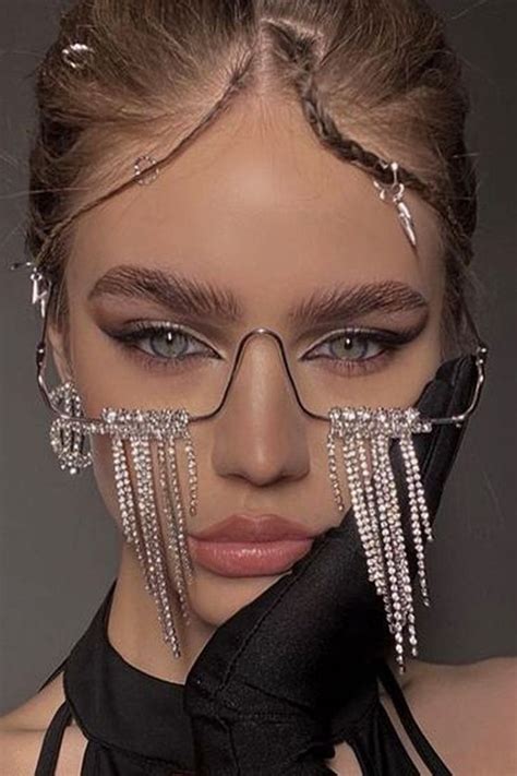 Rhinestone Fringe Face Accessories Face Jewellery Eyeglasses Frames For Women Tassels Fashion
