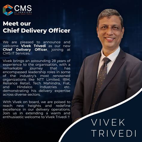 Sanjeev Singh On Linkedin Im Pleased To Welcome Vivek Trivedi As The