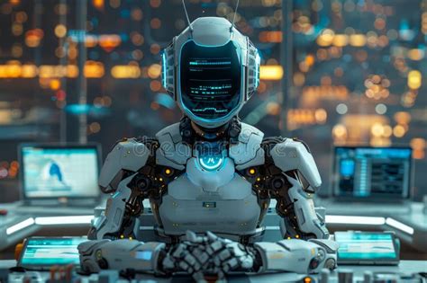 Futuristic Autonomous Robot With Artificial Intelligence Operating In