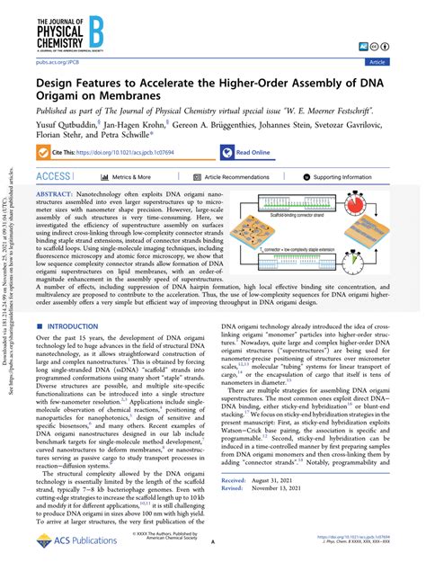 Pdf Design Features To Accelerate The Higher Order Assembly Of Dna Origami On Membranes