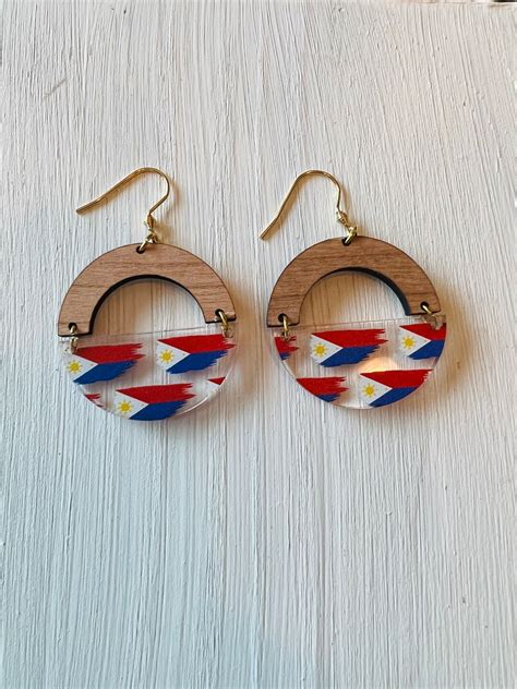 Earrings Philippines Flag Earrings Flag Earrings Cultural Etsy