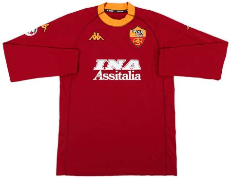 2000 01 Roma Match Issue Home Ls Shirt 6