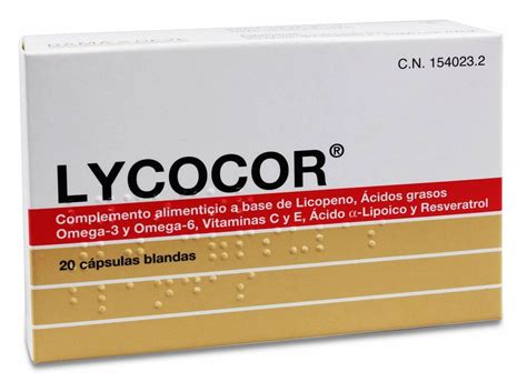 Lycocor 20 Cápsulas Blandas Complemento Alimenticio Con Licopeno