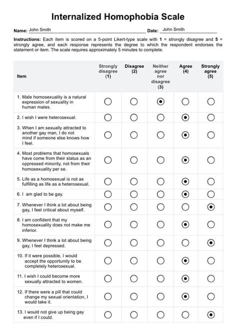 Internalized Homophobia Scale And Example Free Pdf Download