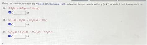Using The Bond Enthalpies In The Average Bond