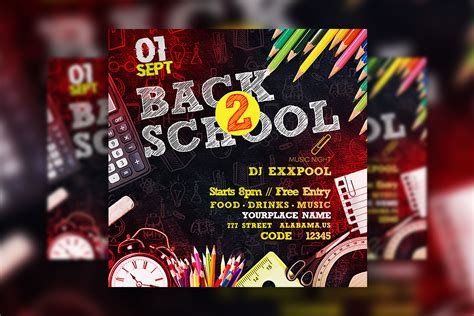 Multicolor Back To School Flyer Instagram Banner Template Free