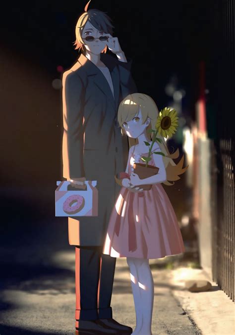 Safebooru 1boy 1girl Ahoge Araragi Koyomi Bakemonogatari Black Coat