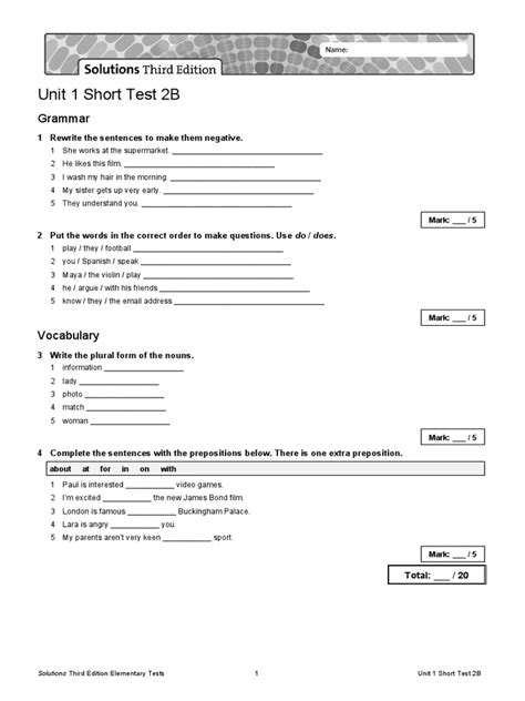 Sol3e Elem U1 Short Test 2b Pdf