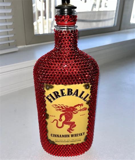 Fireball Hand Placed Rhinestones Bottle Alcohol Not Included Etsy