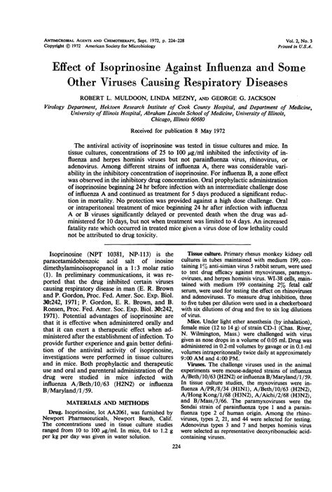 Effect Of Isoprinosine Against Influenza And Some Other Viruses Causing