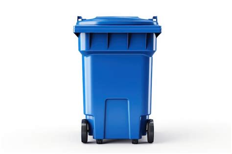Premium Ai Image Blue Bin Isolated On White Background Generative Ai