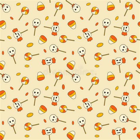 Halloween Candy And Jack Face Seamless Pattern Stock Vector