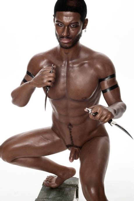 Black Male Sex Doll Alfred Strips Naked And Shows His Six Pack And Tiny