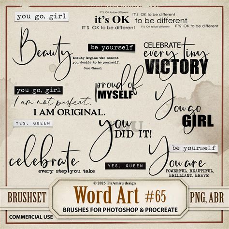 Inspirational Word Art Digital Clipart And Brush Pack Png Stamp