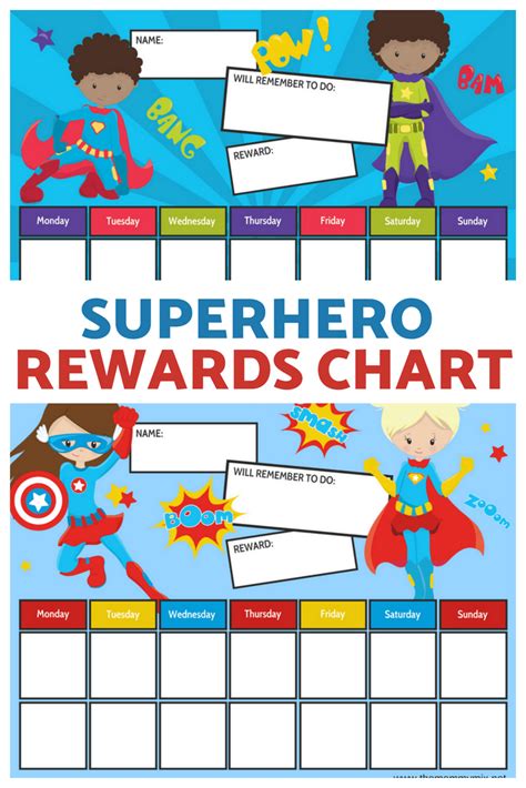 Reward Chart Sticker Chart Superhero Theme