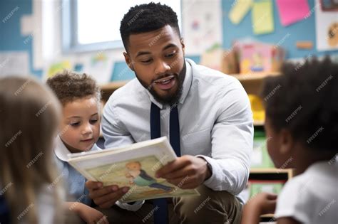 Premium Ai Image Shot Of A Young Male School Teacher Reading To