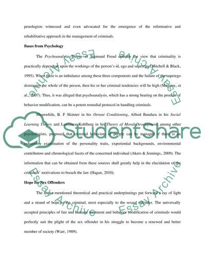 Paradigm Shift In Penology Rehabilitation Of Sex Offenders Essay