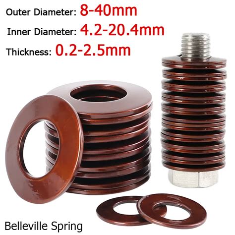 1 50pcs 60si2mna Belleville Compression Spring Washer Disc Spring Outer