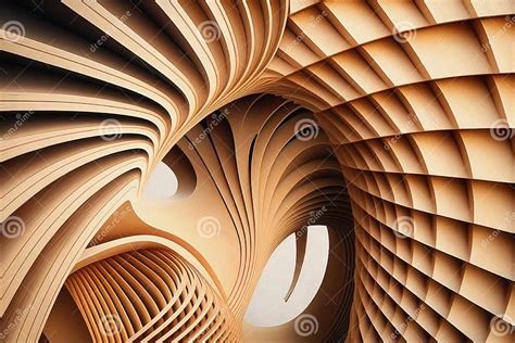 Abstract Of Wooden Pattern Twisted Shape Architecture Facade Details