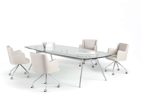 P016 Rectangular Glass Meeting Table By Estel Group