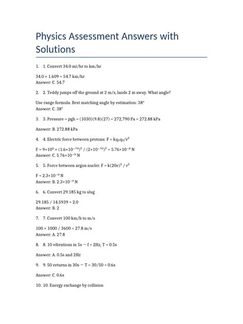 Physics Assessment Solutions Pdf