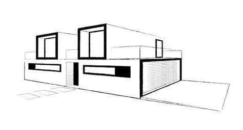 Premium Vector Modern House Building Sketch Architectural Perspective Vector Illustration