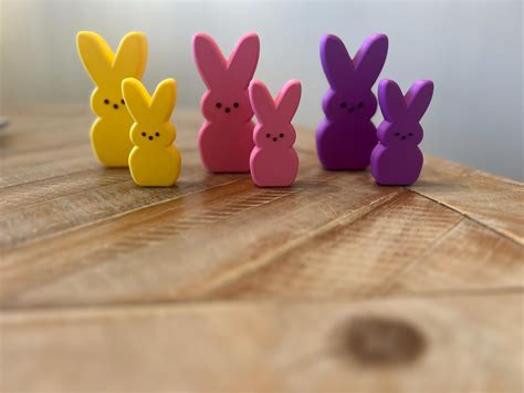 Peep Easter Bunny Set I Easter Basket Decor I 3d Printed Spring Peep