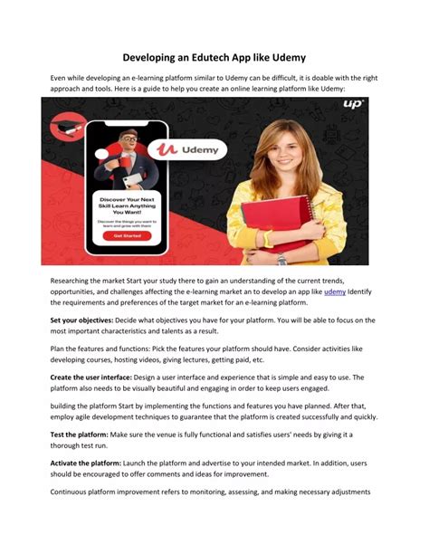 Ppt Guide To Develop A Edutech App Like Udemy Powerpoint