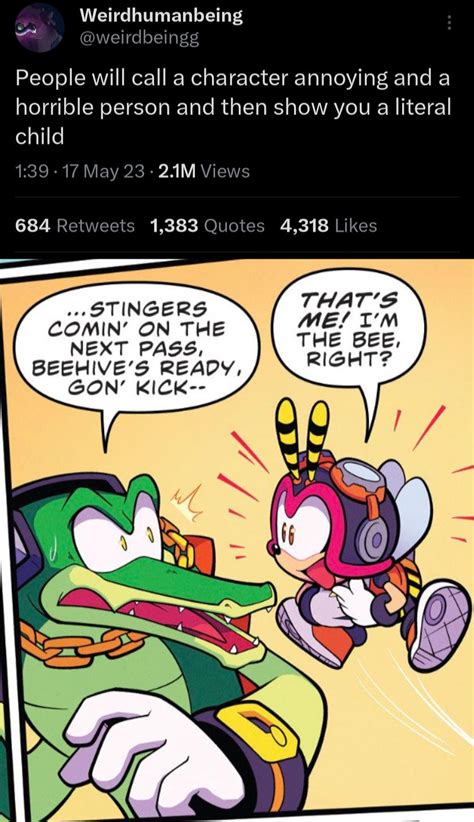 Charmy Is Not A Bad Person He Literally Just Acts Like A 6 Year Old R