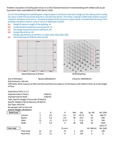 Earthquake Force Calculation For Rcc Building Pdf Wall Beam