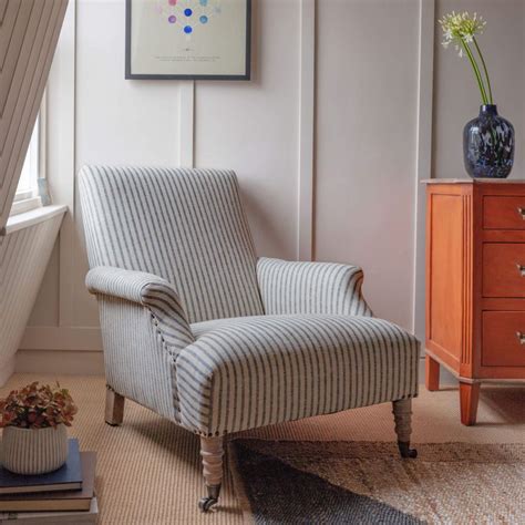 Avree Striped Linen Armchair Graham And Green