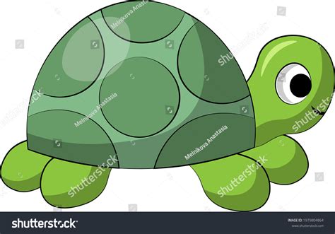 Vektor Stok Cute Cartoon Turtle Draw Illustration Color Tanpa Royalti
