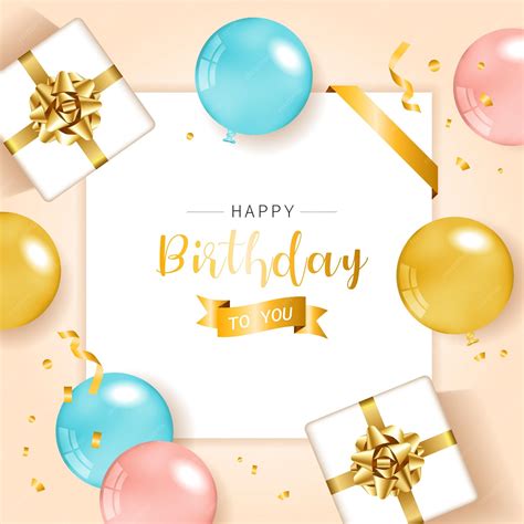Premium Vector Happy Birthday Congratulations Banner Design With Confetti Balloons For T
