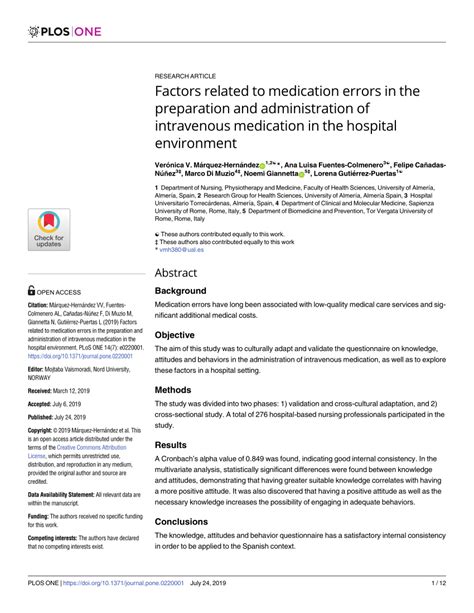 Pdf Factors Related To Medication Errors In The Preparation And Administration Of Intravenous