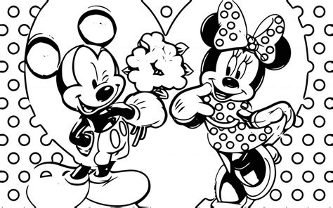 Mickey Mouse Minnie Mouse Love Couple Heart Coloring Page
