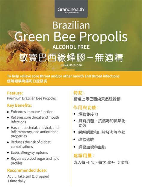 Grandhealth Brazilian Green Bee Propolis Tincture Alcohol Free