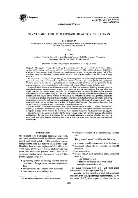 Pdf Strategies For Multiphase Reactor Selection