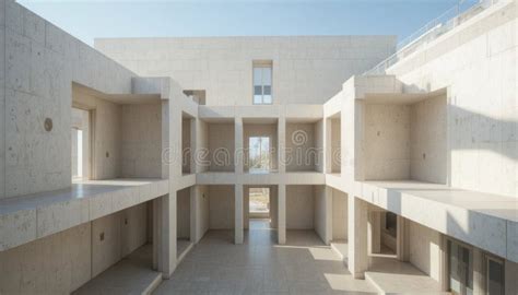 Modern Courtyard Architecture With Natural Light Stock Illustration