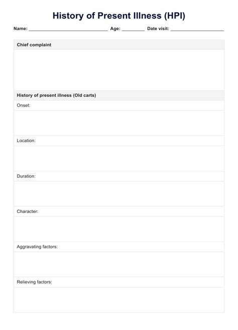 Template For History Of Present Illness Professional Sample Templates