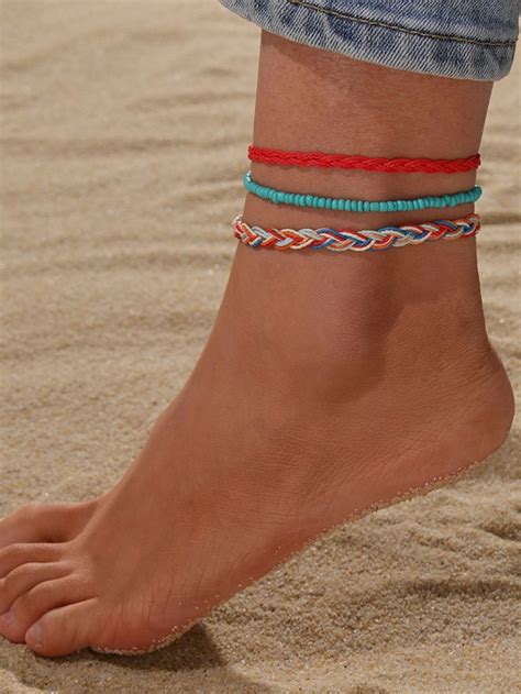 3pcs Minimalist Anklet Anklets Anklets Diy Hippie Anklet