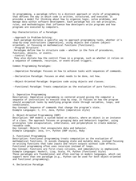 Paradigms In Programming Pdf Programming Paradigms Object Oriented Programming