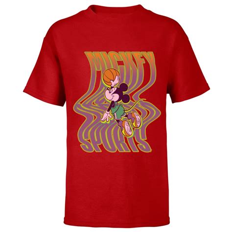 Disney Mickey Mouse Sports Basketball Dunk Wavy Letters Short Sleeve