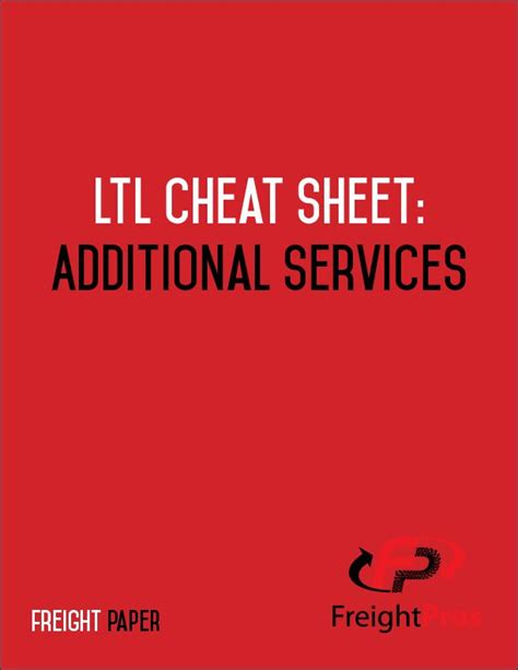 Ltl Additional Services Cheat Sheet Ntg Formerly Freightpros