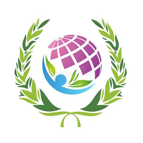 Globe People Logo Icon On White Background Stock Illustration