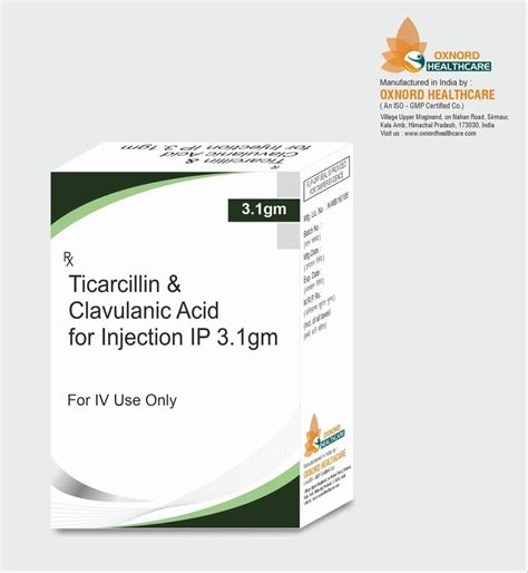 31gm Ticarcillin Clavulanic Injection At Rs 220box Pharmaceutical
