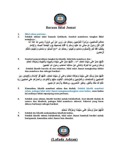 Bacaan Bilal Jumat Pdf