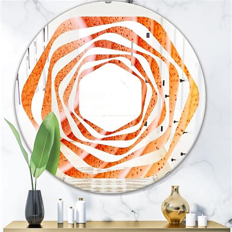 Designart Designart Mirrors 24 In W X 24 In H Round Orange Polished